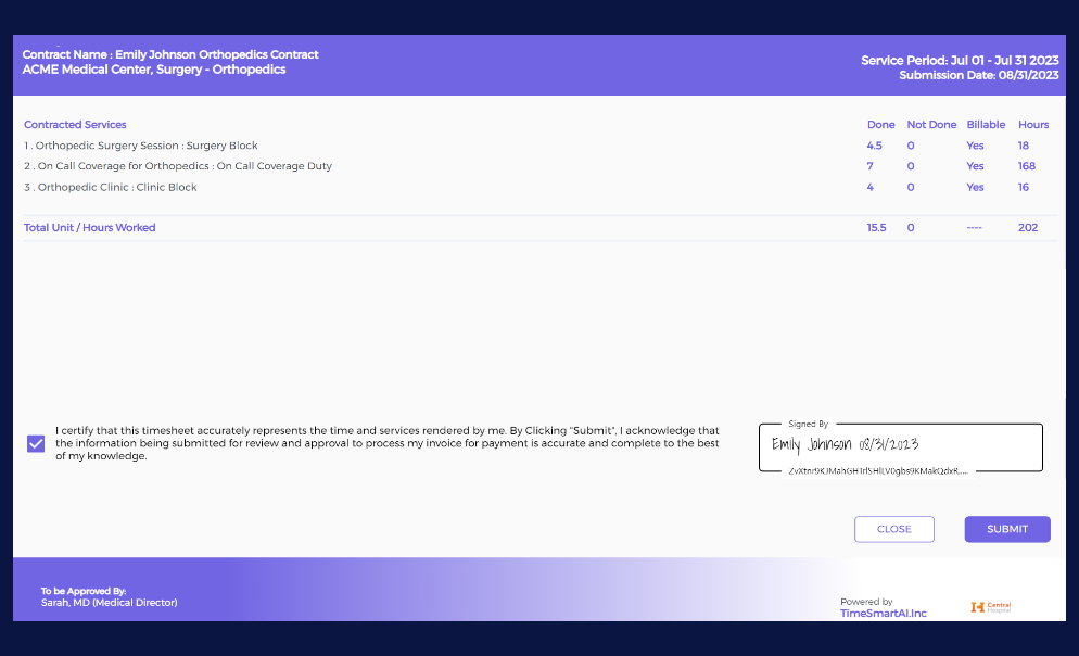Physician Contract Management and Timesheet Software - TimeSmart.AI
